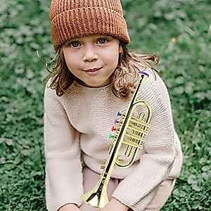 ibasenice Toy Trumpet Kids Trumpet Plastic Trumpet Model Party Noise Maker Musical Instruments Gift Christmas Stocking Stuffers for Boys Girls Golden