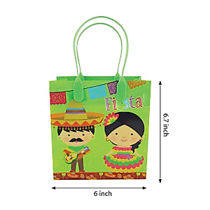 TINYMILLS Fiesta Themed Party Favor Bags Treat Bags, 12 Pack