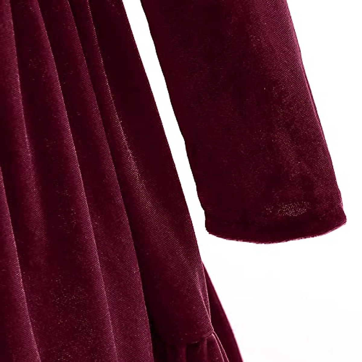 IMEKIS Christmas Dress for Toddler Girls Velvet Dress Baby Winter Pageant Party Gowns Kids Princess Long Sleeve Wedding Evening Gown Xmas Holiday Thanksgiving Birthday Fall Outfit Burgundy 5-6X