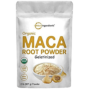 Organic Maca Root Powder, 2 Pound, Gelatinized for Better Absorption, Rich in Antioxidants, Help Energy, Stamina, Endurance, Strength and Immune System, No GMOs, Vegan Friendly and Peru Origin