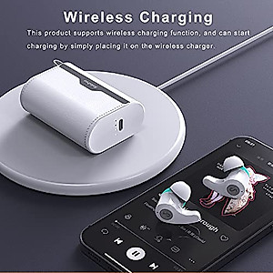 Soiedroo White Stereo Bluetooth True Wireless Earbuds IPX5 Waterproof in-Ear Earphones with Mic Mini Headphone with Noise Cancelling Small Headset with Wireless Charging Case
