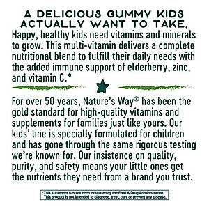 Nature’s Way Kids Happy & Healthy Multivitamin, Vitamin C, Zinc & Elderberry, 60 Gummies