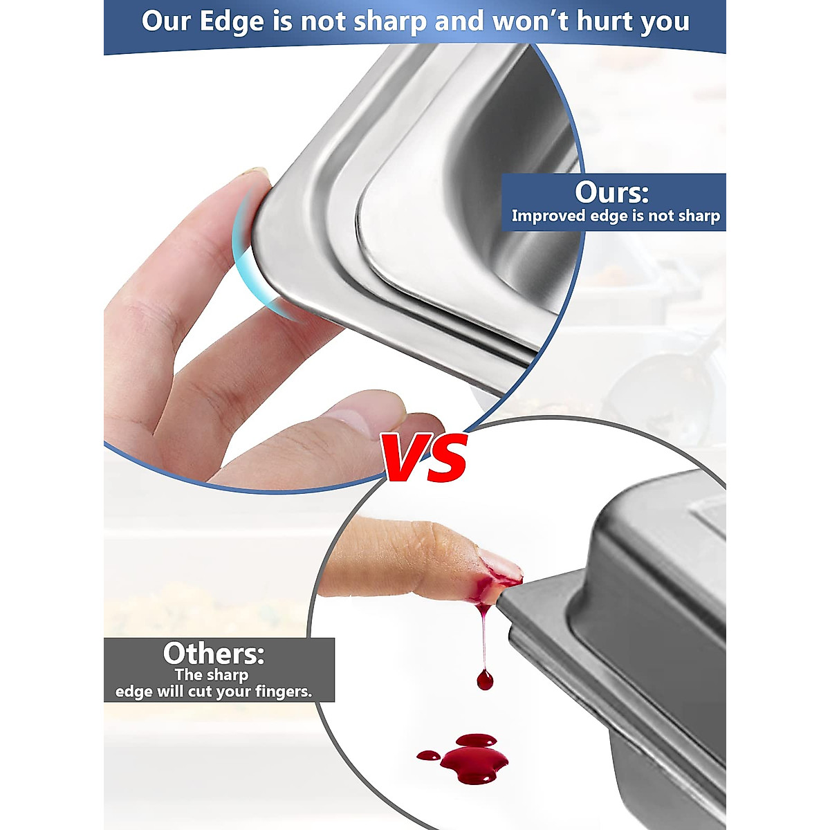 Granvell Rectangular Chafing Dish Buffet Set, Catering Food Warmer for Parties, Wedding, Birthday, Christmas, Chafing Server Dish, 8QT Water Pan, 4 Pack