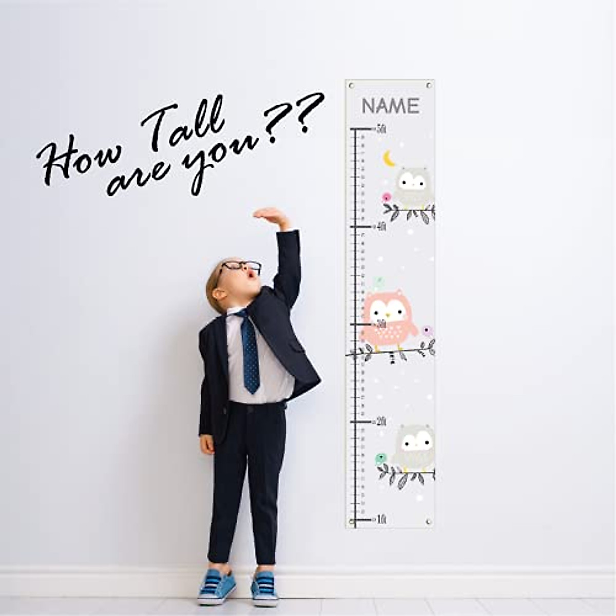 Personalized Kids Canvas Growth Chart, Height Chart, Growth Chart Banner, Cute Owl