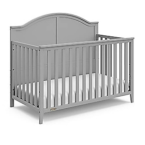 Graco Wilfred 5-in-1 Convertible Crib (Pebble Gray) – GREENGUARD Gold Certified, Converts to Toddler Bed and Full-Size Bed, Fits Standard Full-Size Crib Mattress, Adjustable Mattress Support Base