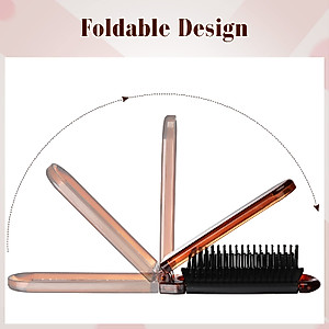 Nuenen 4 Pcs Folding Hair Brush with Mirror Portable Mini Hair Brush Small Compact Pocket Hair Comb for Family Travel Car Gym Wig Bag Purse Gift Women(Tortoiseshell)