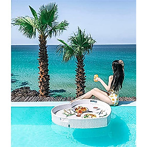 Heart-Shaped Floating Tray Luxury Floating Serving Tray Table and Swimming Pool Floats for Adults for Sandbars, Spas, Bath, and Parties Serving Drinks, Brunch, Food on The Water,White