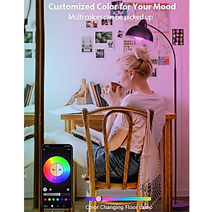 YHW Living Room Floor Lamp Smart Compatible with Alexa&Google, RGB 2700-6500k CCT Dimmable Color Changing for Bedroom Office.