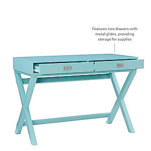 Linon Home Décor Jaycee Blue Writing Desk, 20"D x 44"W x 30"H, Blue