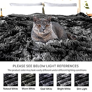 Comaza Soft Fuzzy Faux Fur Throw Blanket,Reversible Lightweight Shaggy Fluffy Cozy Plush Fleece Comfy Furry Sherpa Microfiber Blanket for Couch Sofa Bed,as Gift Home Decor(Tie Dye Black,Twin 60"x80")