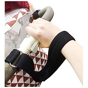 MANTINFY 1 Piece Baby Stroller Safety Belt Soft and Comfortable Fabric Pram Wrist Strap, Black 4 x 2 x 0.9 Inch
