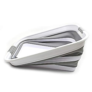 SAMMART 42L Collapsible Plastic Laundry Basket - Foldable Pop Up Storage Container/Organizer - Portable Washing Tub - Space Saving Hamper/Basket (Grey, 1)