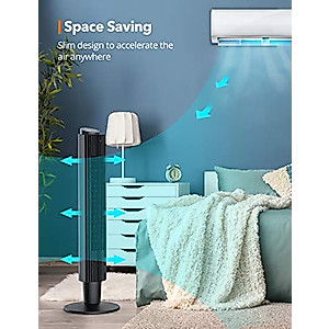 Orgtoy Tower Fan for Bedroom, 42” Oscillating Cooling Fan with Remote, Height Adjustable, 12H Timer, 5 Speeds, LED Display, Low Noise, Touchpad, Space-Saving, Quiet Stand Up Fan for Offices and Home