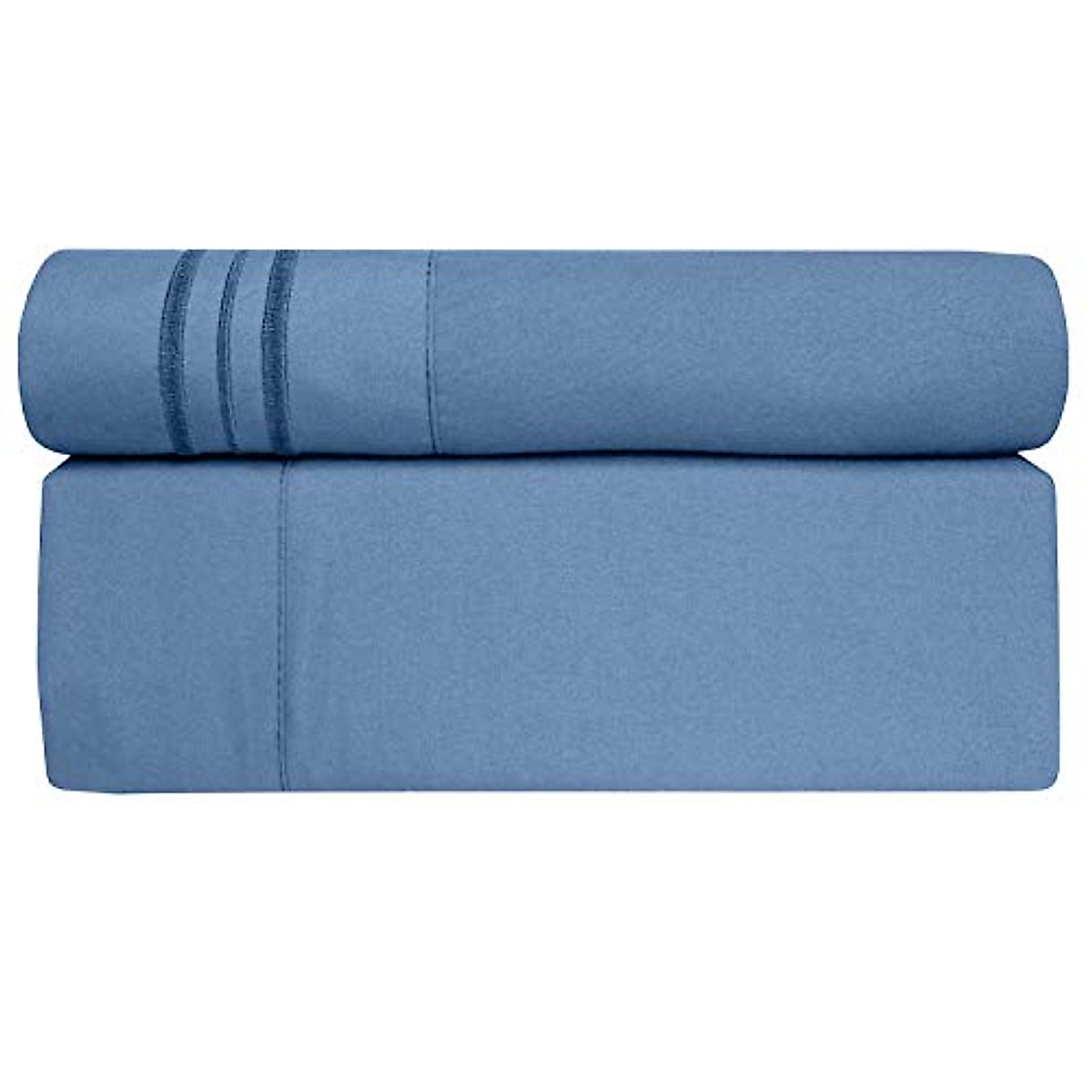 Queen Size Bed Sheets - Breathable Luxury Sheets with Full Elastic & Secure Corner Straps Built In - 1800 Supreme Collection Extra Soft Deep Pocket Bedding Set, Sheet Set, Queen, Denim