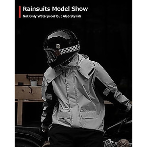 IRON JIA'S Rain Suit, Motorcycle Rain Gear Suit for Men & Women, Jackets & Pants Reflective Waterproof Breathable Rainsuit
