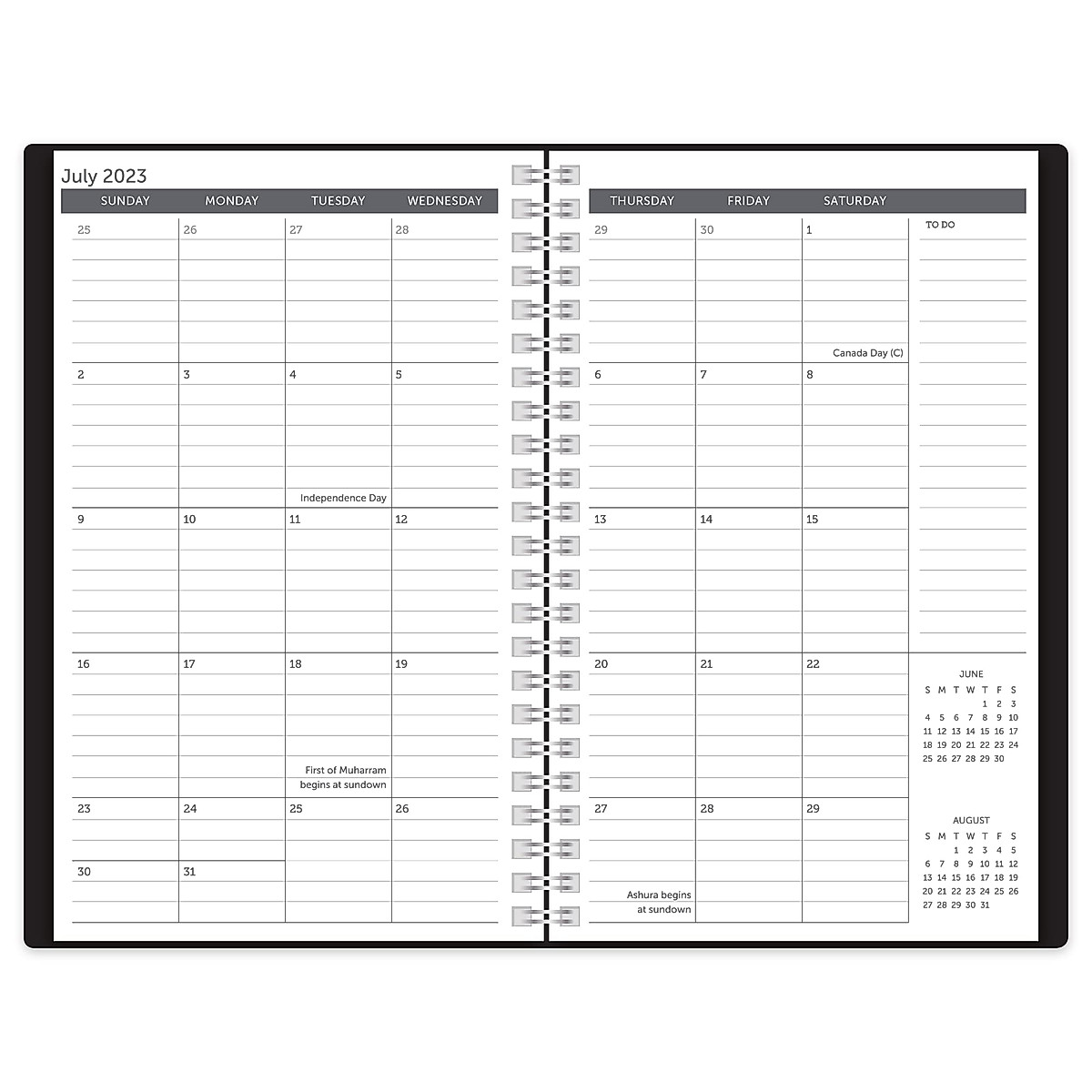 Office Depot® Brand Stellar Academic Weekly/Monthly Planner, 5-1/2" x 8-1/2", Black, July 2023 to June 2024
