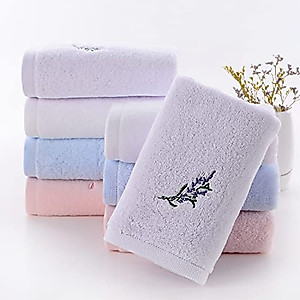 Pidada Hand Towel Set of 3 Embroidered Lavender Floral Pattern 100% Cotton Soft Absorbent Decorative Towel for Bathroom (Light Purple)
