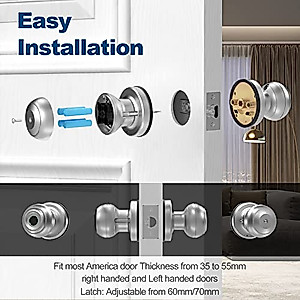 GeekTale Fingerprint Door Lock, Smart Door Knob Fingerprint Door Knob Smart Door Lock with App Control,Great for Bedrooms,Apartments Offices,Hotels, Satin Nickel