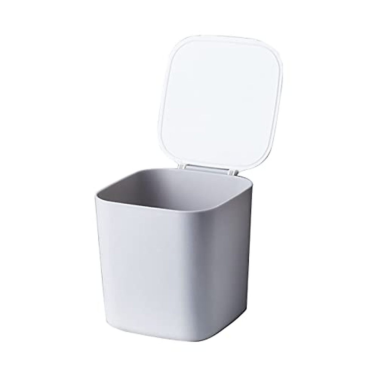 BLMIEDE Desktop Pressing Trash Can Bedroom Bedside Mini Storage Bucket Desktop Finishing Dish Wand Holder (Grey, One Size)