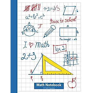 Math Notebook 1/2 Inch Squares: Lined Graph Paper Composition Notebook [Large 8.5X11] 2 squares per inch