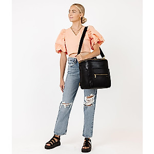 FAWN DESIGN The Original Diaper Bag, Faux Leather Diaper Bag Backpack, Adjustable Detachable Straps, 12 Pockets, Large Capacity Baby Bag for Mom, 13 x 13.5 x 7 inches (Bag Only)