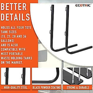 ECOTRIC RV Portable Waste Tote Tank Carrier RV Bumper Rack Support Bracket with Heavy-Duty Straps Secure Water Tank in Place During Travel