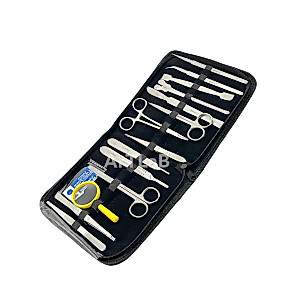 New Premium Stainless Steel Biology Lab/Anatomy/Medical Student Dissection Kit Set - Scalpel Knife Handle,Blades, Forceps, Scissors and Tweezers- Medical Students and Veterinary (Set of 34 Each)