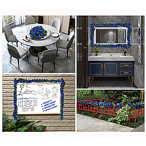 Yebazy 4PCS(30FT) Artificial Rose Vine Fake Rose Garland Artificial Flowers for Hotel Wedding Home Party Garden Decor（Royal Blue）