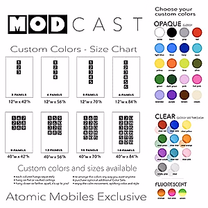 1970 Retro Style MODcast Hanging Mobile + Room Divider | Mid Century Modern Art by Atomic Mobiles (15 Panels - 40" w x 70" h)