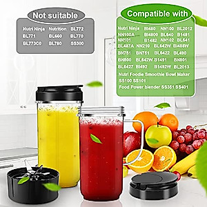 2 Pack Magic Bullet Blender Cups,Tall 22oz Cups Mugs Flip Top To-Go Lids & 4 Fins Cross Blade with Gasket Handle Replacement Part Compatible Magic Bullet Blender Juicer Mixer Accessories 250W MB1001