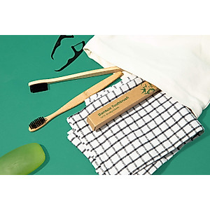 [10 Pack] Biodegradable Bamboo Toothbrushes - Soft Charcoal Infused Bristles for Cleaner Teeth - Sustainable Wooden Toothbrush - Natural Toothbrush That Lasts - Travel Case Included, BPA-Free