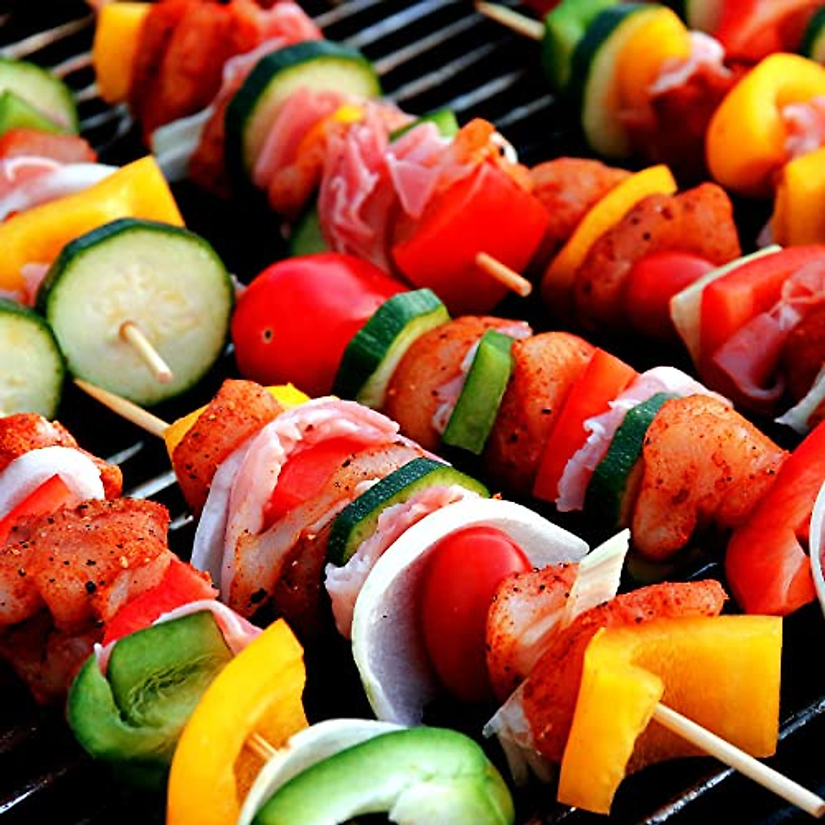 50 Pack Bamboo Skewers, 12.5 Inch Long Natual Bamboo Sticks for BBQ, Grill, Appetizer, Fruit, Corn, Chocolate Fountain, Cocktail and Outdoor Pinic.