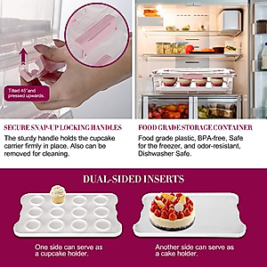 ARC 3-tiers Cupcake Carrier (Pink) - Cupcake Holder and Cake Transport Container that Holds up to 36 Cupcakes or 3 Large Cakes - BPA-Free, Great for Parties & Festivals