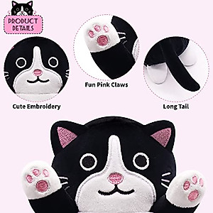 MUFEIRUO Long Cat Plush Black Body Toys, Cute Stuffed Animals Cat Plushie, Soft Long Plush Black Cat Doll Kawaii Stuffed Cat Plush Toys for Kids Birthday Christmas