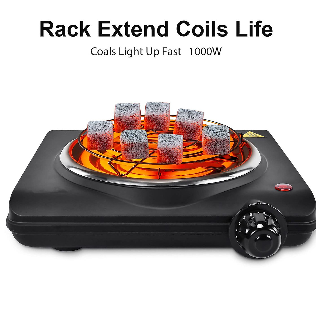 Electric Charcoal Burner Stove Portable Hot Plate Grill Coal Burners Heating Plate 1000W Charcoals Starter Heater with Smart Heat Control & Stainless Steel Fast Heating for Cooking top Countertop
