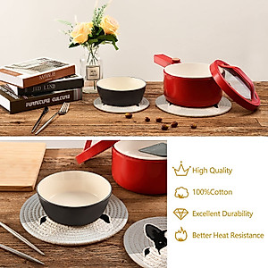 Dog Boston Terrier Puppy Pot Holders for Kitchen Cotton Round Holder Set of 2 Heat Resistant Trivets Coasters Pure Cotton Thread Weave for Hot Dishes