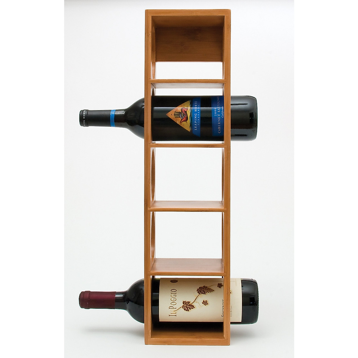 Lipper International 8305 Bamboo Wood Stackable 5-Bottle Wine Rack, 20-3/4" x 5-3/8" x 4-3/4"