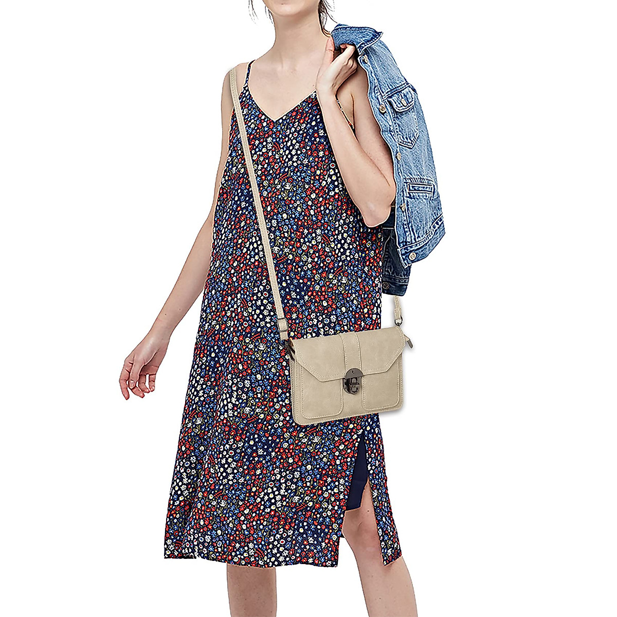 TENXITER Small Purses for Women Vegan Leather Crossbody Cell Phone Bags Wallet (Beige)