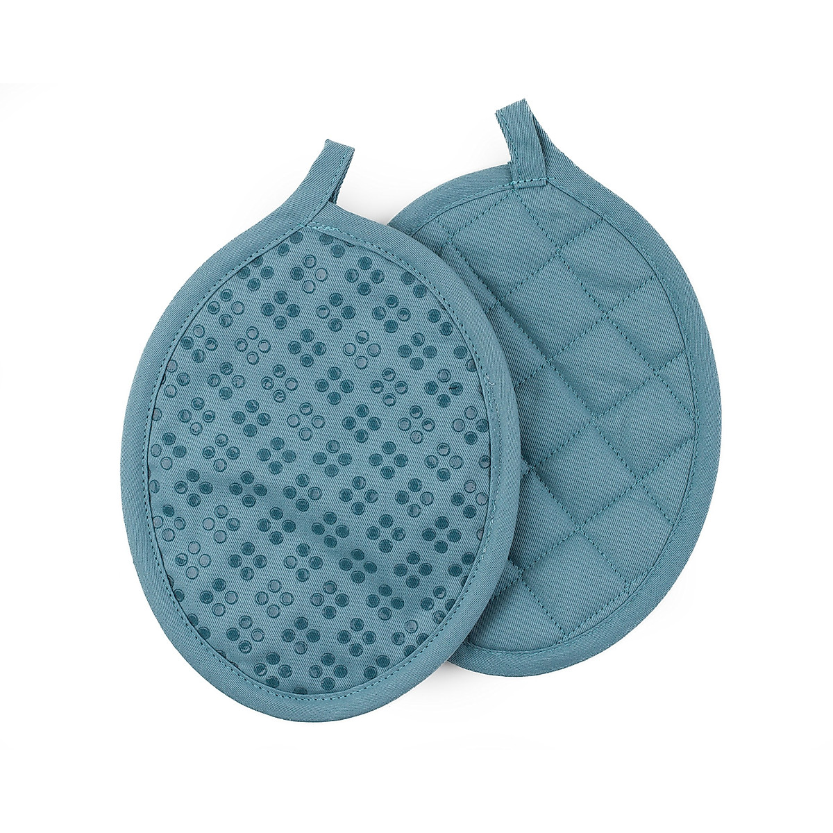 Kitchen Towels Dishcloths Oven Mitts and Pot Holders Set of 9, Oeko-Tex 100% Cotton Terry Dish Towels & Dish Cloths, Non-Slip Silicone, Blue