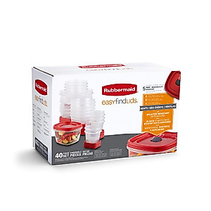 Rubbermaid 2063703 Easy Find Lid Storage Container, BPA Free, Red