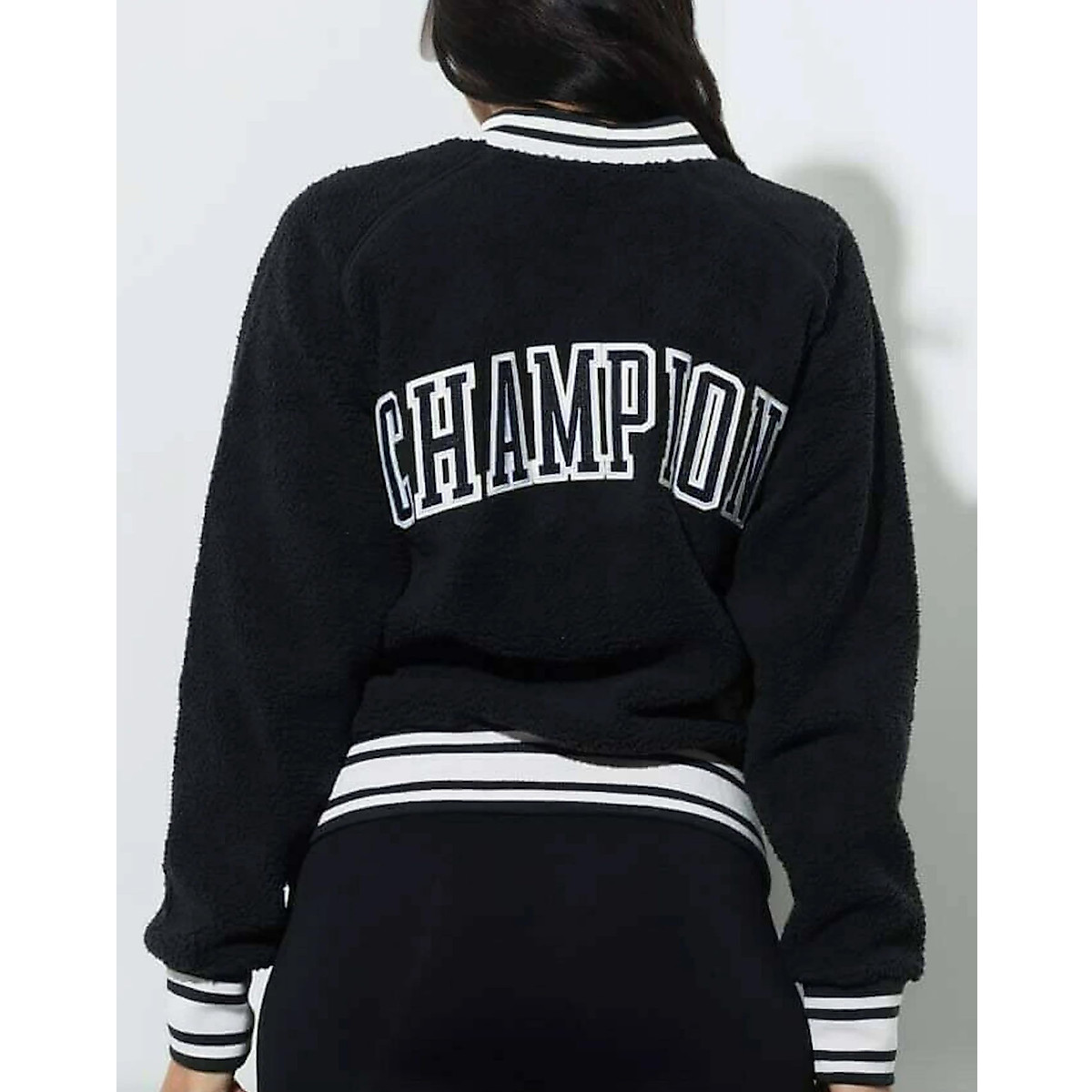 Champion Women's Sherpa Full Zip Jacket, Black, Medium