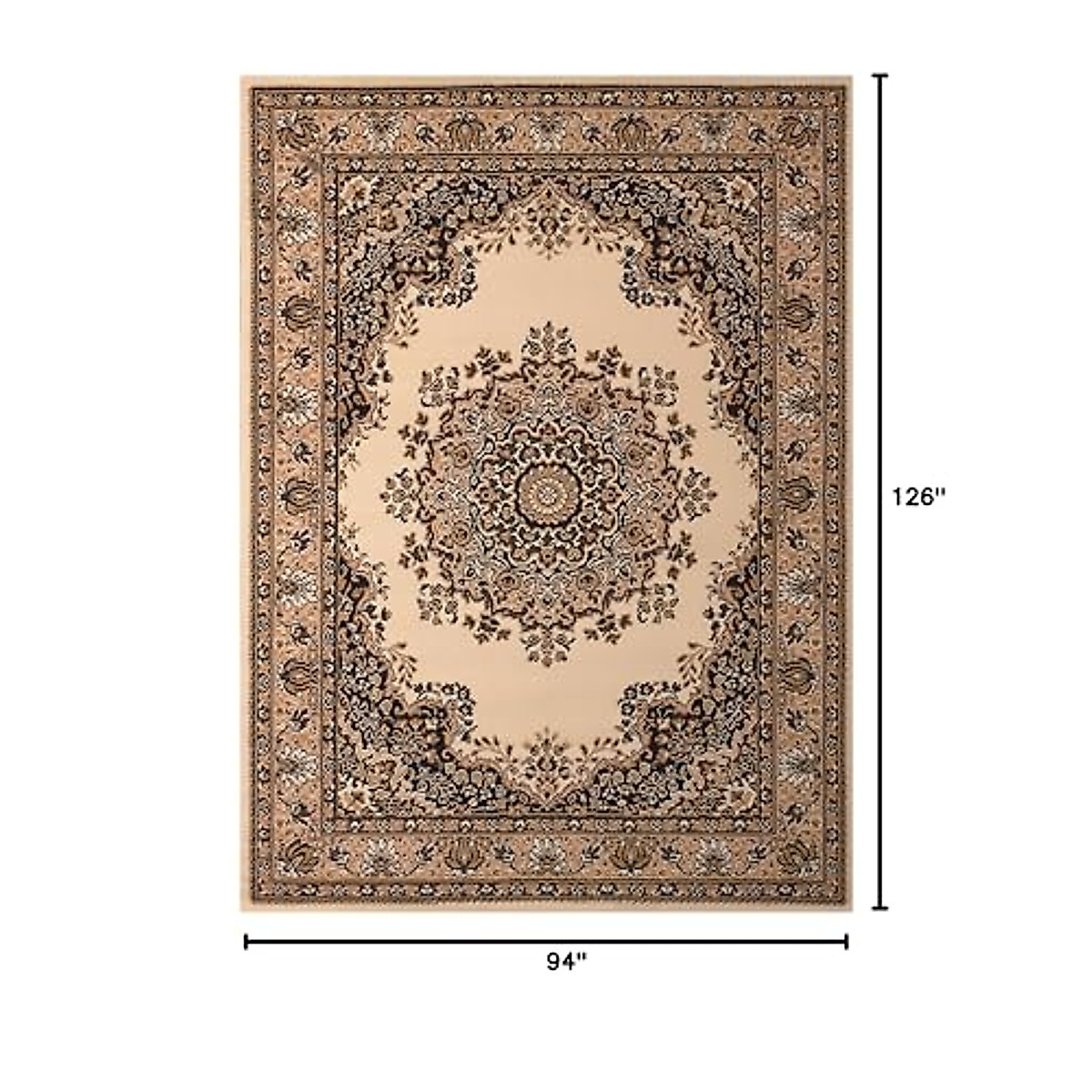 United Weavers Dallas Floral Kirman Area Rug - Ivory, 8x11, Traditional Indoor Floor Rug with Jute Backing