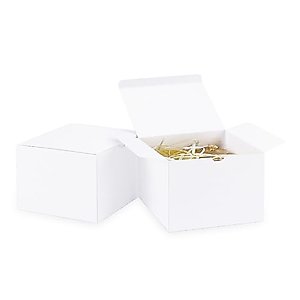 OfficeCastle 10 Pcs White Paper Gift Box with Lids, 8”x8”x6” White Foldable Paper Boxes for Party Presents, Birthday, Bridal Showers, Business