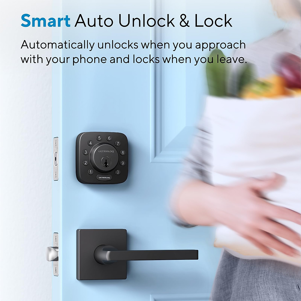 ULTRALOQ U-Bolt Bluetooth Enabled Keypad Smart 5-in-1 Keyless Entry | Smartphone App for iOS and Android | Anti-peep Code | Auto Unlock & Auto Lock | Match Home Aesthetics, Satin Nickel