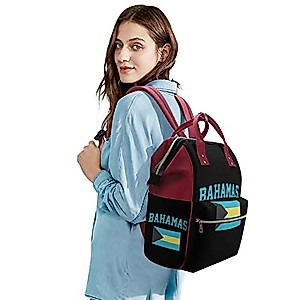 Bahamas Flag Diaper Bag Backpack Large Capacity Mommy Bags Multifunction Nappy Bag Travel Back Pack Red-Style