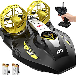 SYMA Remote Control Boat for Kids and Adults, 2.4GHz Q11 Amphibious RC Boats for Land, Pools and Lakes with Double Power, Low Battery Reminder, Speed Hovercraft Toys Gifts for Boys Girls
