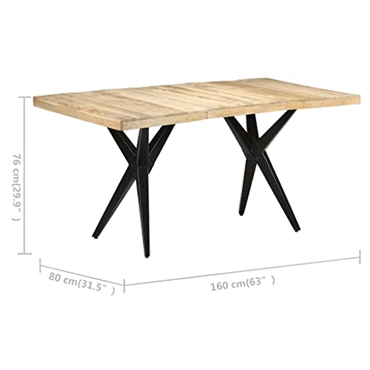 BUKSCYJS Multifunctional Dining Room Table,Dining Room Table,Dining Table,Strong and Sturdy Suitable for Kitchen,Dining Room,Living Room 63"x31.5"x29.9" Rough Mango Wood