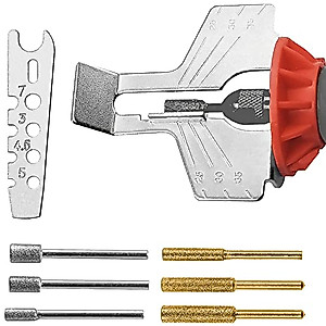 Chainsaw Sharpening Attachment Kit - 8Pcs Chain Saw Blade Teeth Sharpener Set with Angle Guide and Diamond Burr Grinding Stone Files, Drill Power Tool Accessories for Gardening Lawn Mower Chainsaw