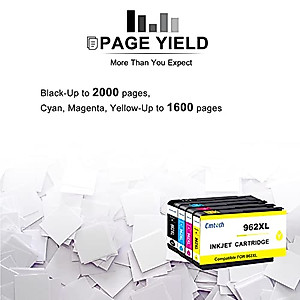 CMTECH Compatible 962XL Ink Cartridges Replacement for HP 962XL 962 XL Work for OfficeJet Pro 9015e 9010 9015 9025 9018 9012 9025e 9020 9019 9016 9028 Printer（Black, Cyan, Magenta, Yellow） 4 Pack