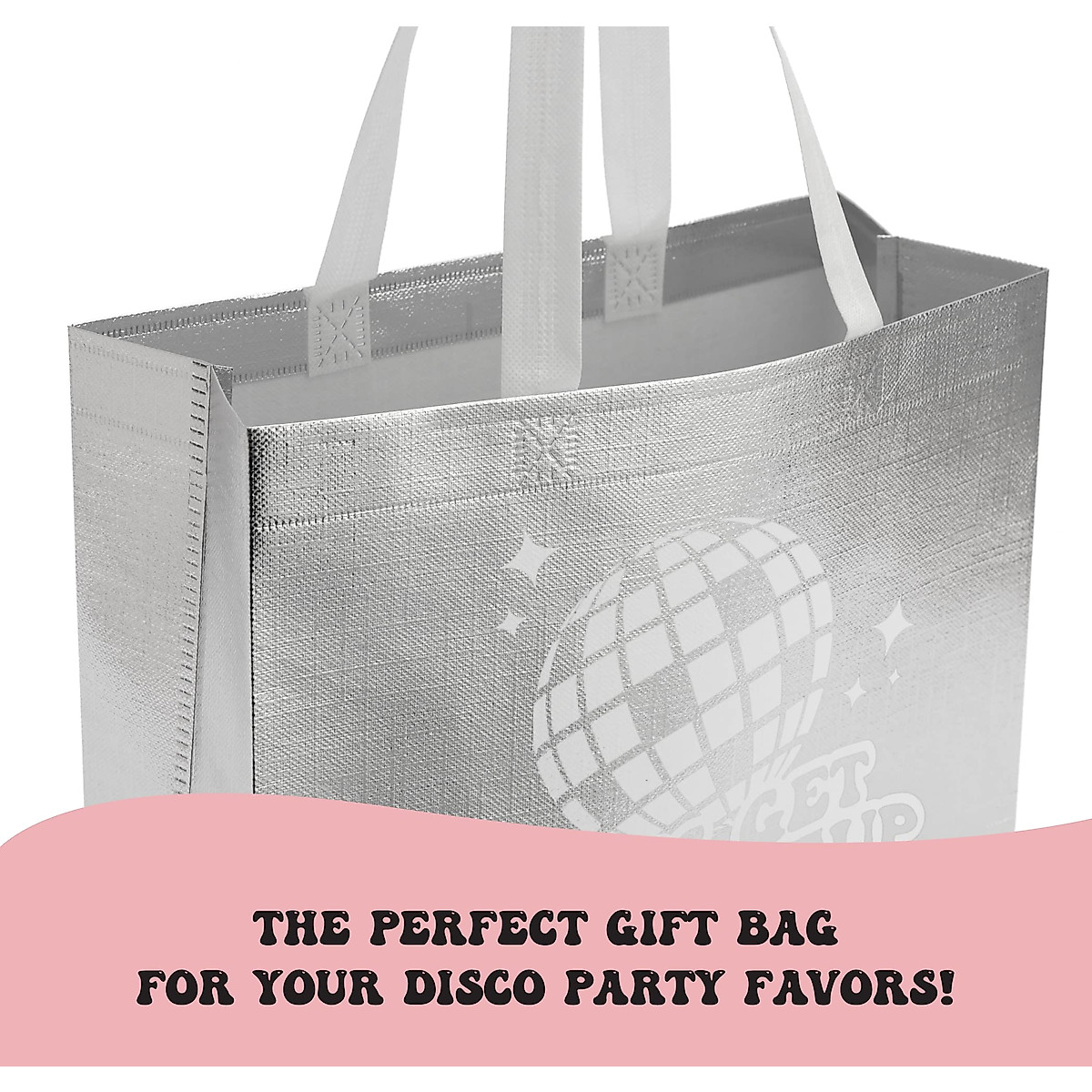 Pop Fizz Designs Last Disco Bachelorette Gift Bags (Set of 7) 70s Bachelorette Party Favors Bags I Let’s Get Funked Up Non-Woven Disco Tote Gift Bags I Iridescent Bridesmaid Bags